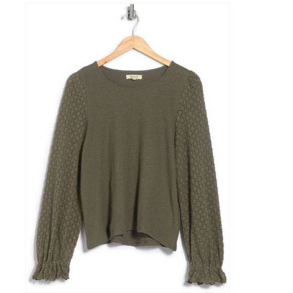 Madewell | Sweaters | Madewell Texture Thread Eyelet Mix Rufflesleeve ...